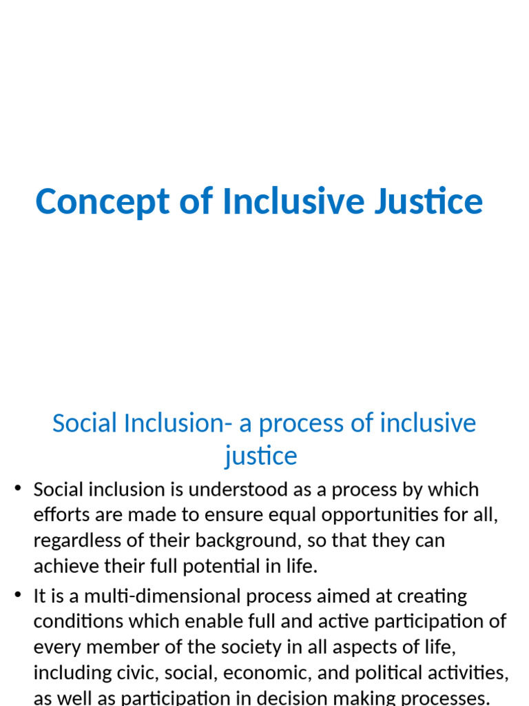 Unit 5.1. Concept of Inclusive Justice | PDF | Social Exclusion | Justice