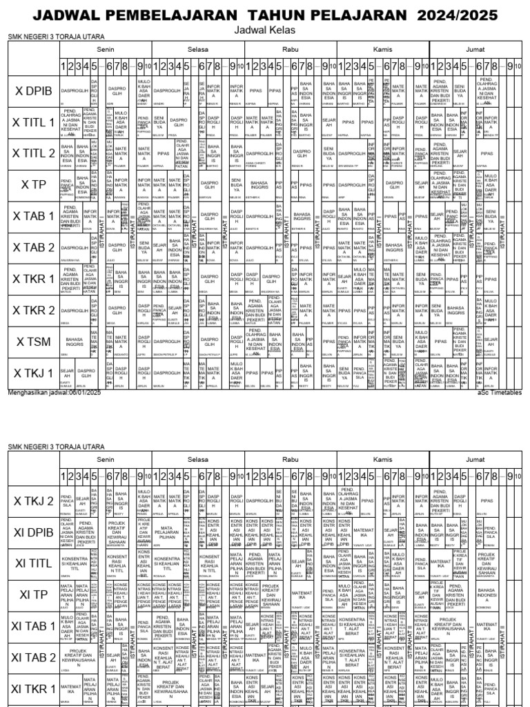 Jadwal Kelas Genap 2024,2025 | PDF