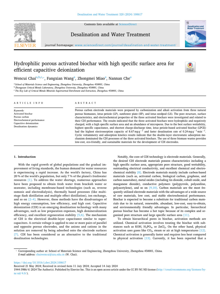 Hydrophilic Porous Activated Biochar With High Specifi - 2024 ...