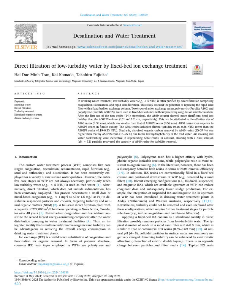 Ion Exchange for Low-Turbidity Water Treatment | PDF | Filtration ...