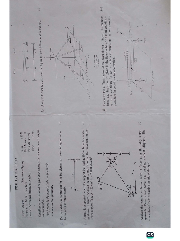 Advanced Structural Analysis Old Question Pdf