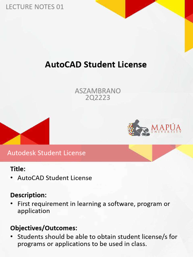 01 CAD1 LN Autocad Student License | PDF