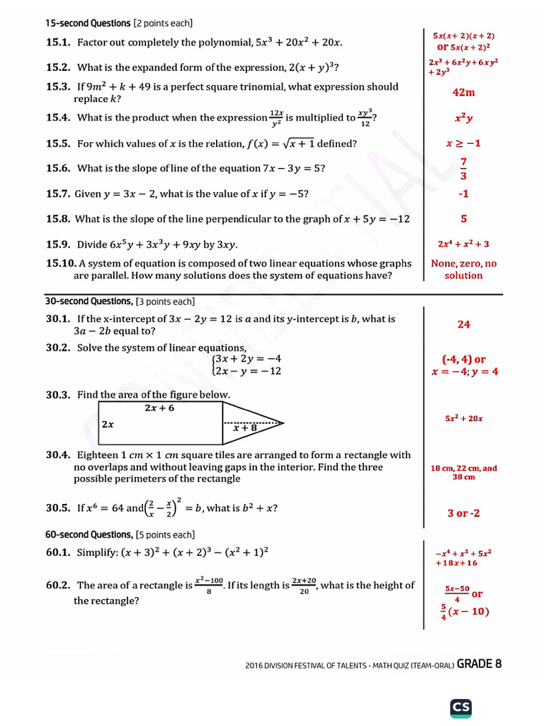 G8 QuizBee Reviewer | PDF