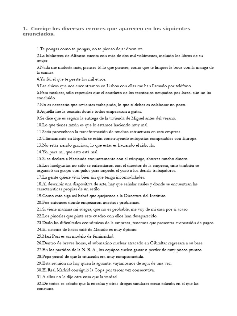 Errores comunes en español corregidos | PDF