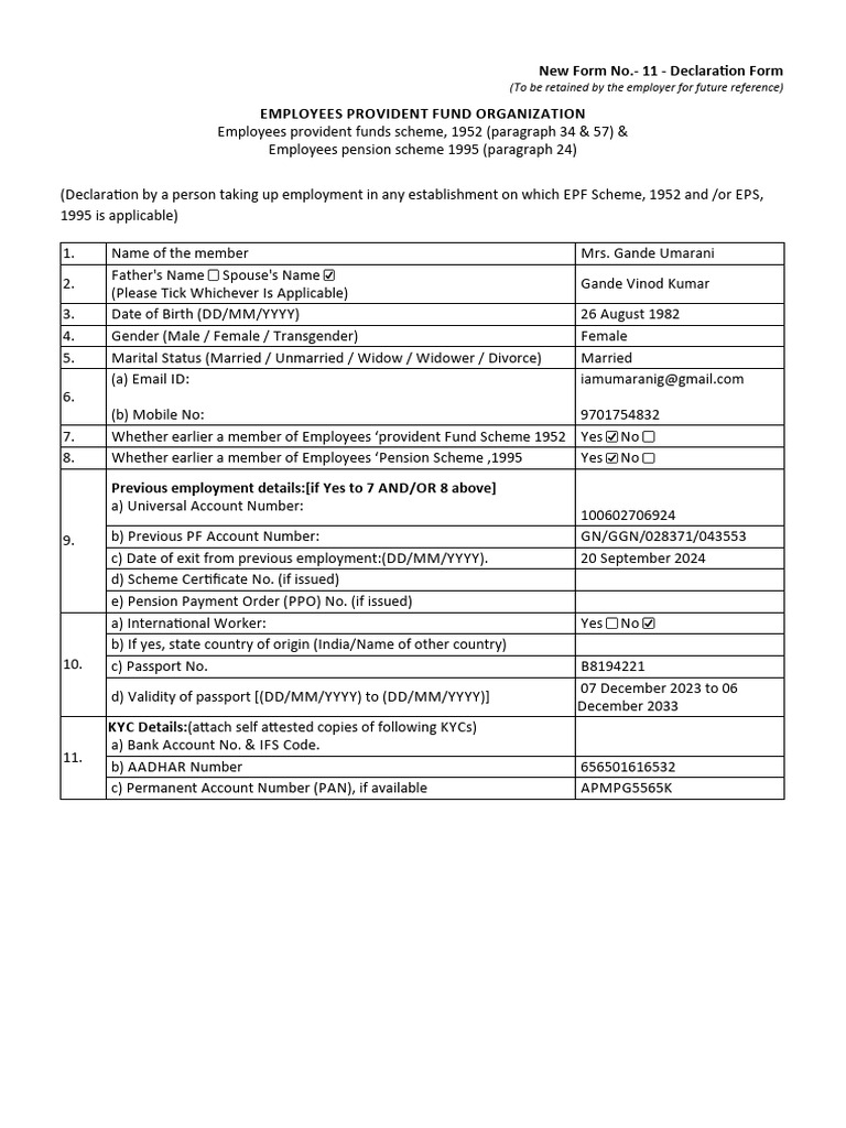 Gande Umarani exljoiningformform2 | PDF