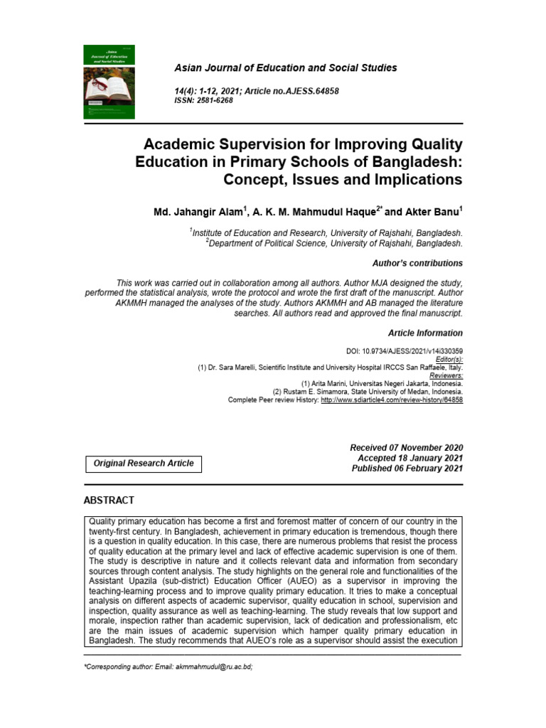 Academic_Supervision_for_Improving_Quali | PDF | Teachers | Curriculum