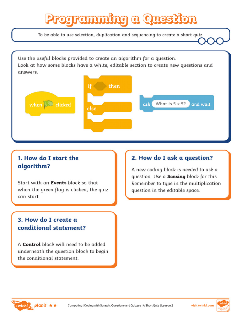 Programming A Question Activity Sheet - 2 Star | PDF