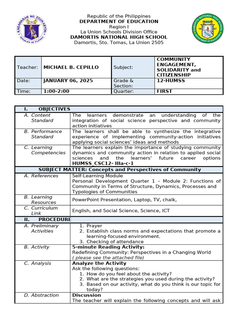 CSC Q1 Lesson 1 | PDF | Community | Educational Technology