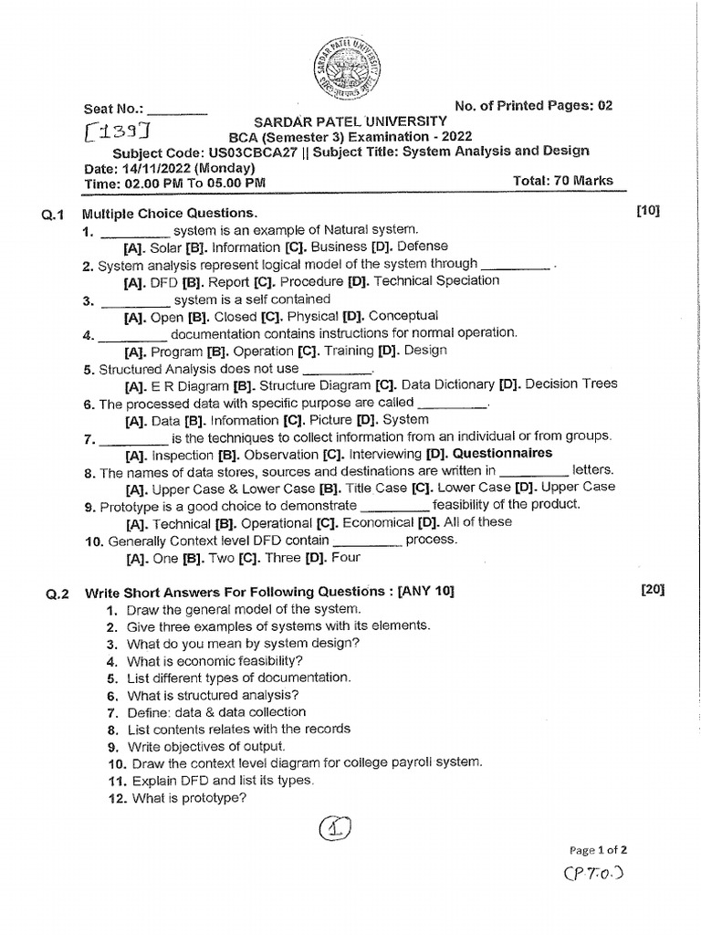 Us03cbca27-System Analysis Abd Design | PDF