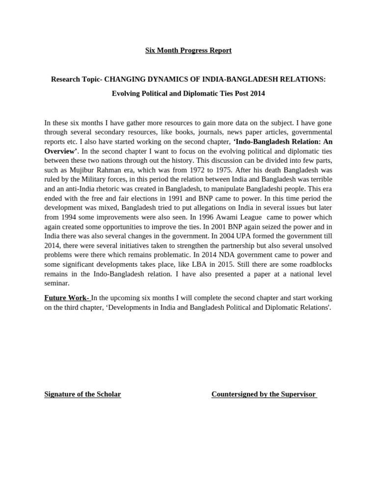 Six Month Progress Report | PDF