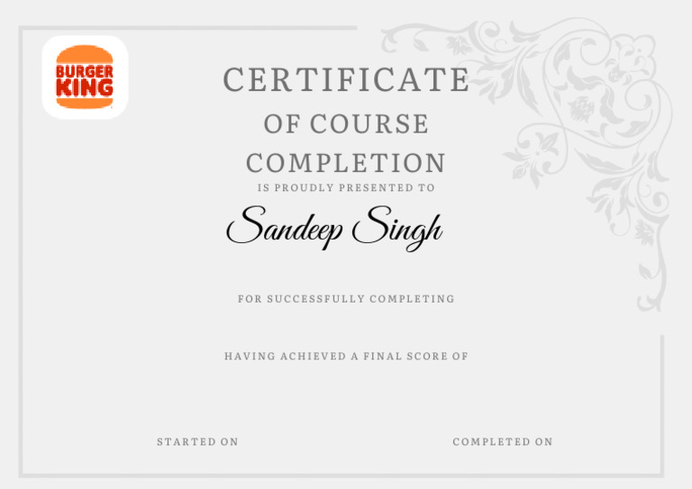 New BK Chicken - Certificate-20241211t092830 | PDF