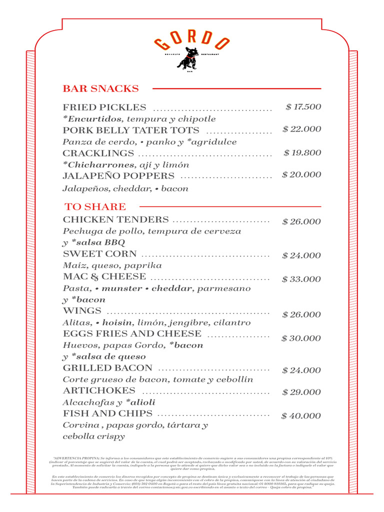 Gordo Menu Colina | PDF | Alimentos | Cocina