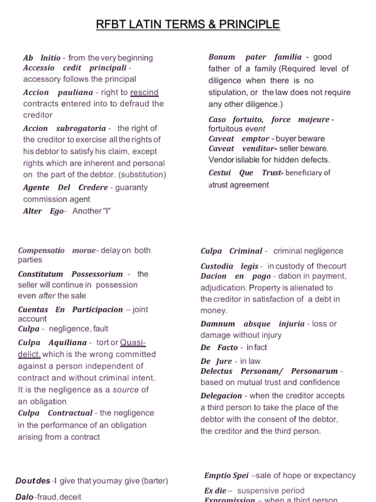 Latin Legal Terms and Principles Guide | PDF | Common Law | Contract Law