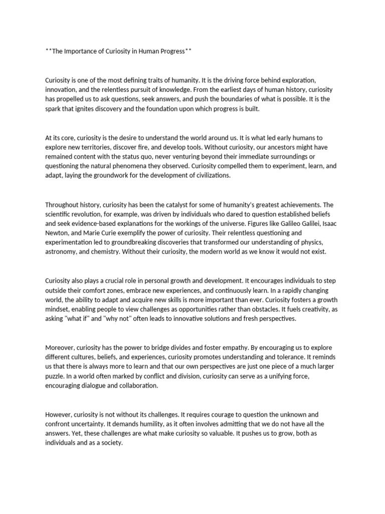 The Importance of Curiosity in Human Progress | PDF | Curiosity | Physics