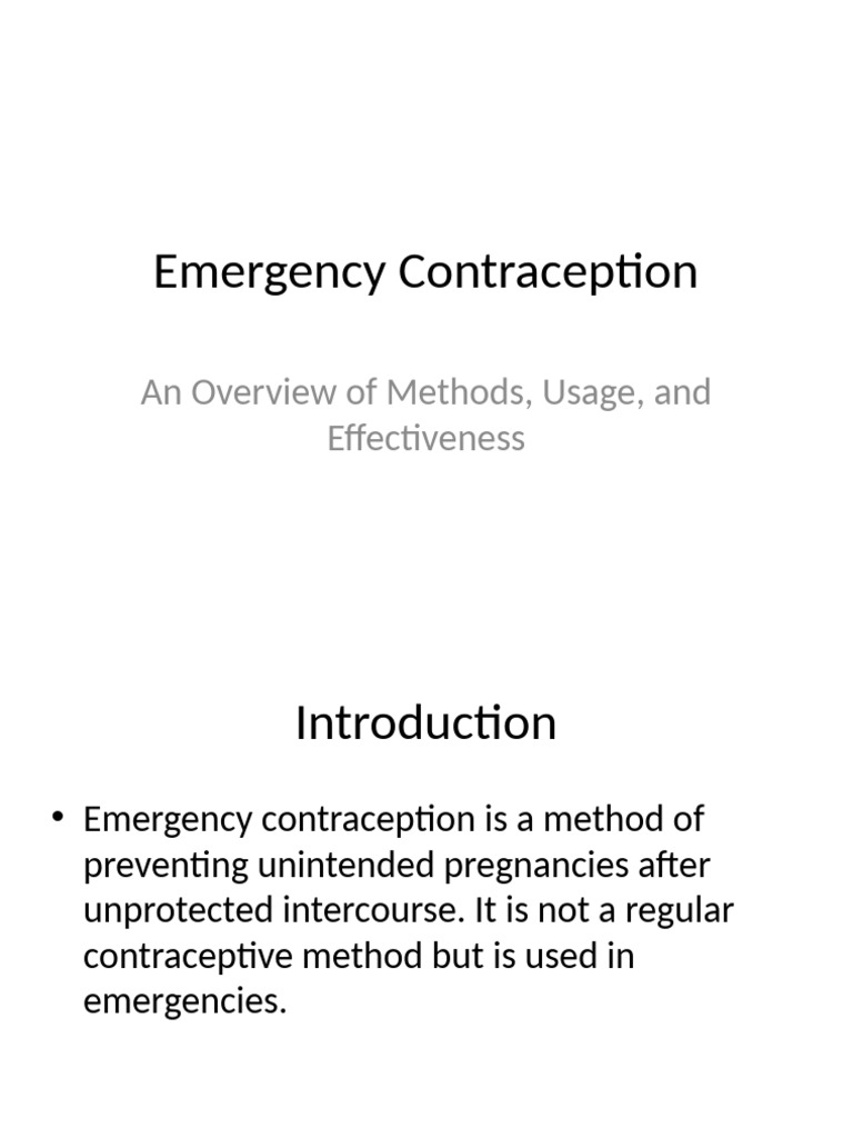 Emergency - Contraception - Presentation ( | PDF