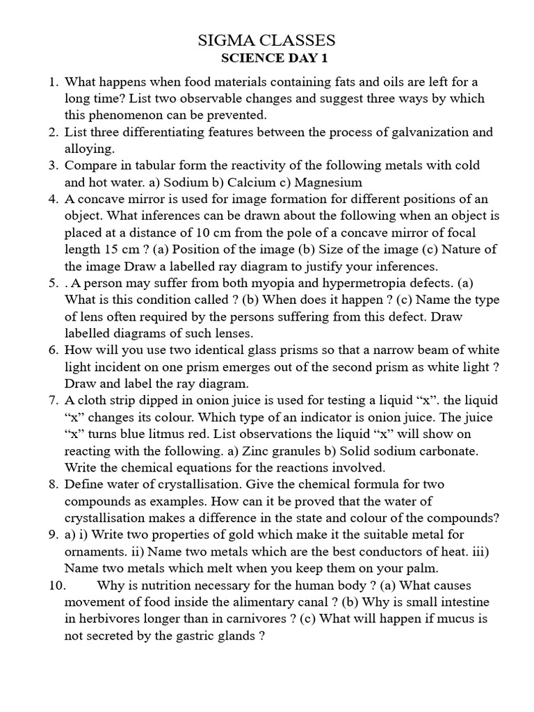 Science Day 1 Solutions | PDF | Metals | Materials