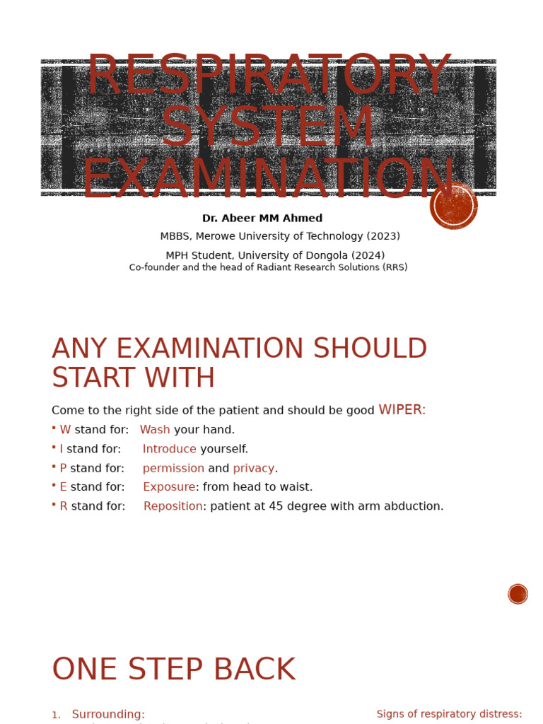 Respiratory System Examination Guide | PDF | Thorax | Clinical Medicine