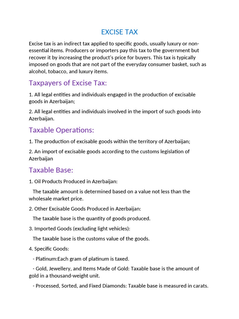 excise tax | PDF | Taxes | Goods