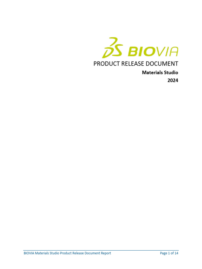 BIOVIA 2024.BIOVIA Materials Studio 2024 Product Release Document | PDF | Applied And ...