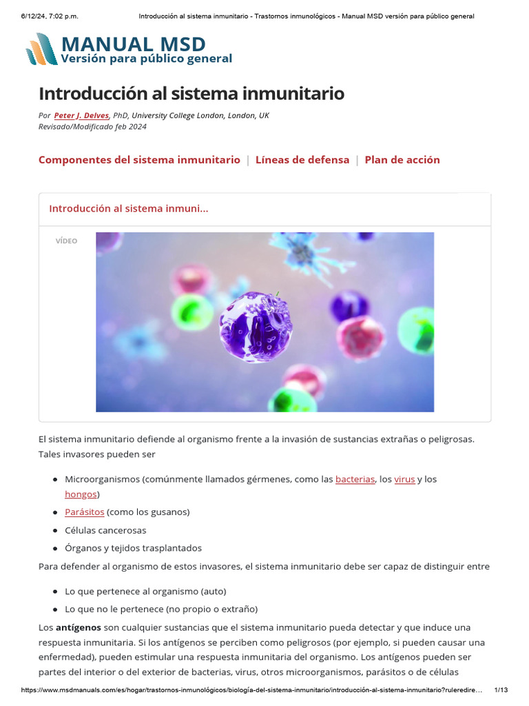Introducción Al Sistema Inmunitario - Trastornos Inmunológicos - Manual MSD Versión para Público ...