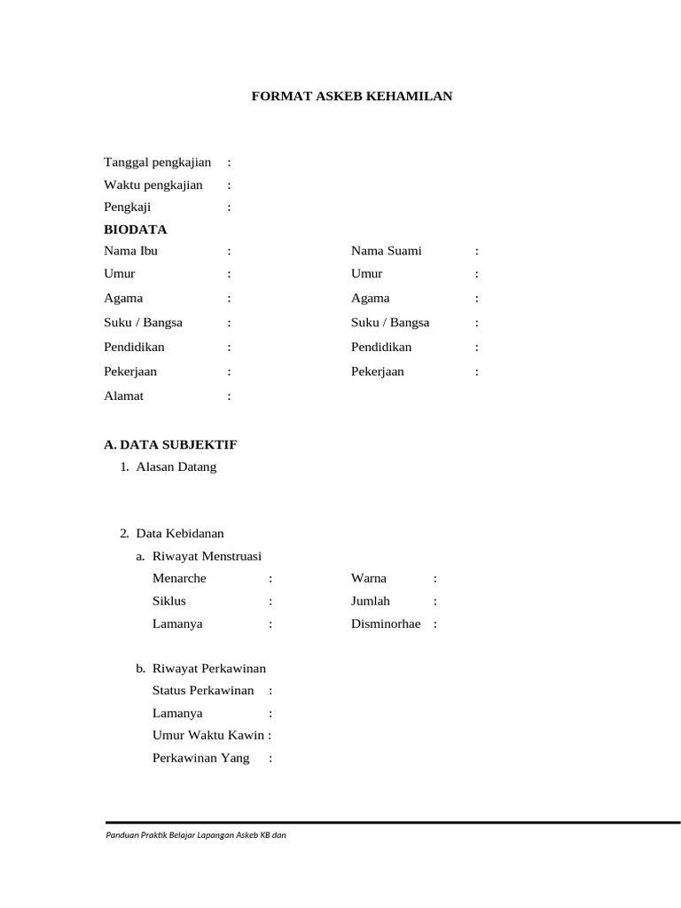 Format Seluruh Askeb | PDF