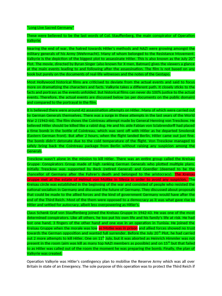 Valkyrie | PDF | Nazi Germany | Nazism