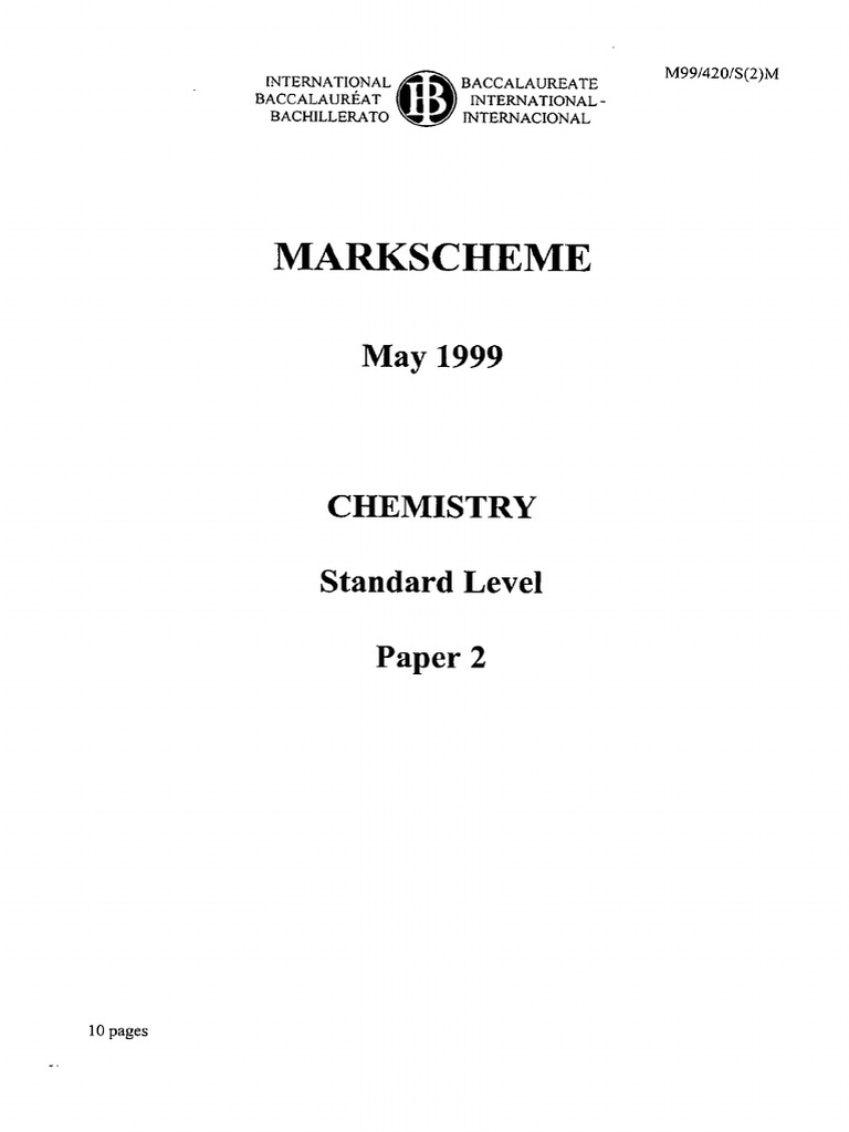 Chemistry Paper 2 SL Markscheme | PDF