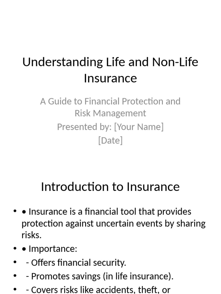 Life and Non Life Insurance Presentation | PDF
