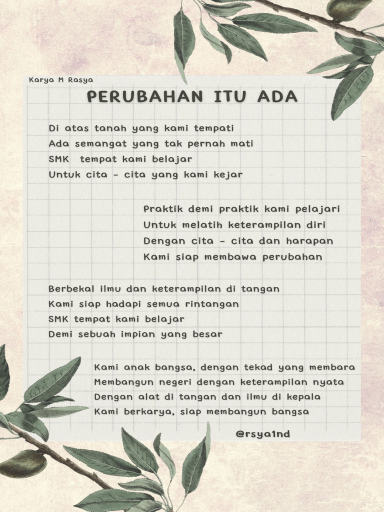 Muhammad Rasya Raka Pratama X PPLG 1 Tugas Puisi Perubahan Itu Ada-1 | PDF