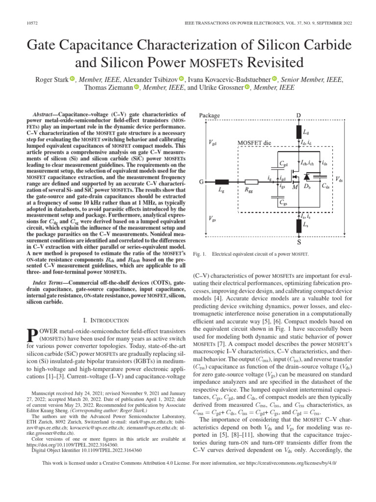 Gate Capacitance Characterization of Silicon Carbide and Silicon Power Mosfets Revisited | PDF ...