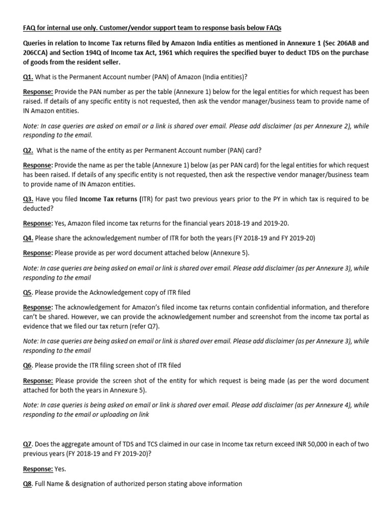 FAQ For Vendor&Customer Queries | PDF | Taxes | Payments