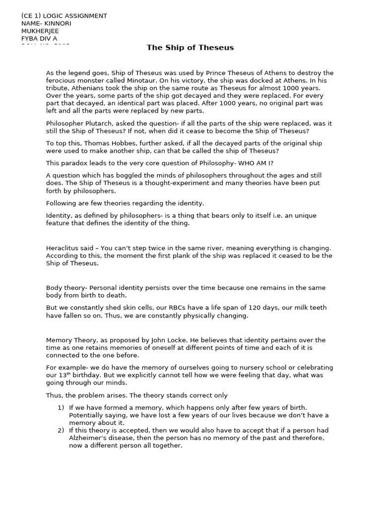 The Ship of Theseus | PDF | Metaphysics