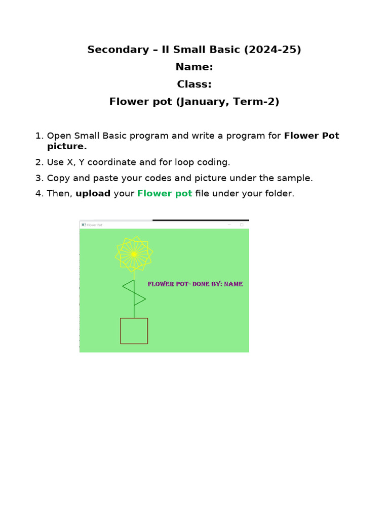 Small Basic Flower Pot | PDF