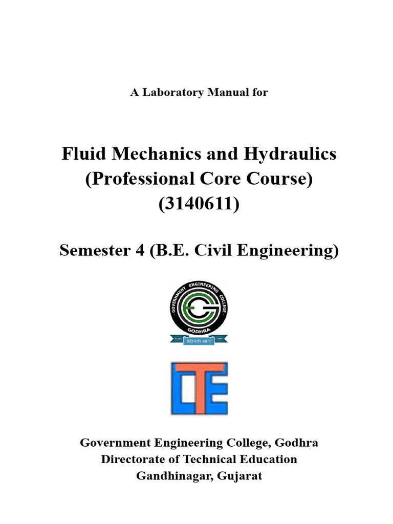 GECG 3140611 Fluid Mechanics and Hydraulics Lab Manual AY 2024-25 | PDF ...