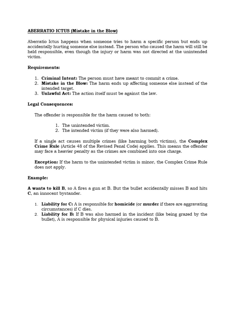 Understanding Aberratio Ictus and Related Concepts | PDF | Crimes ...