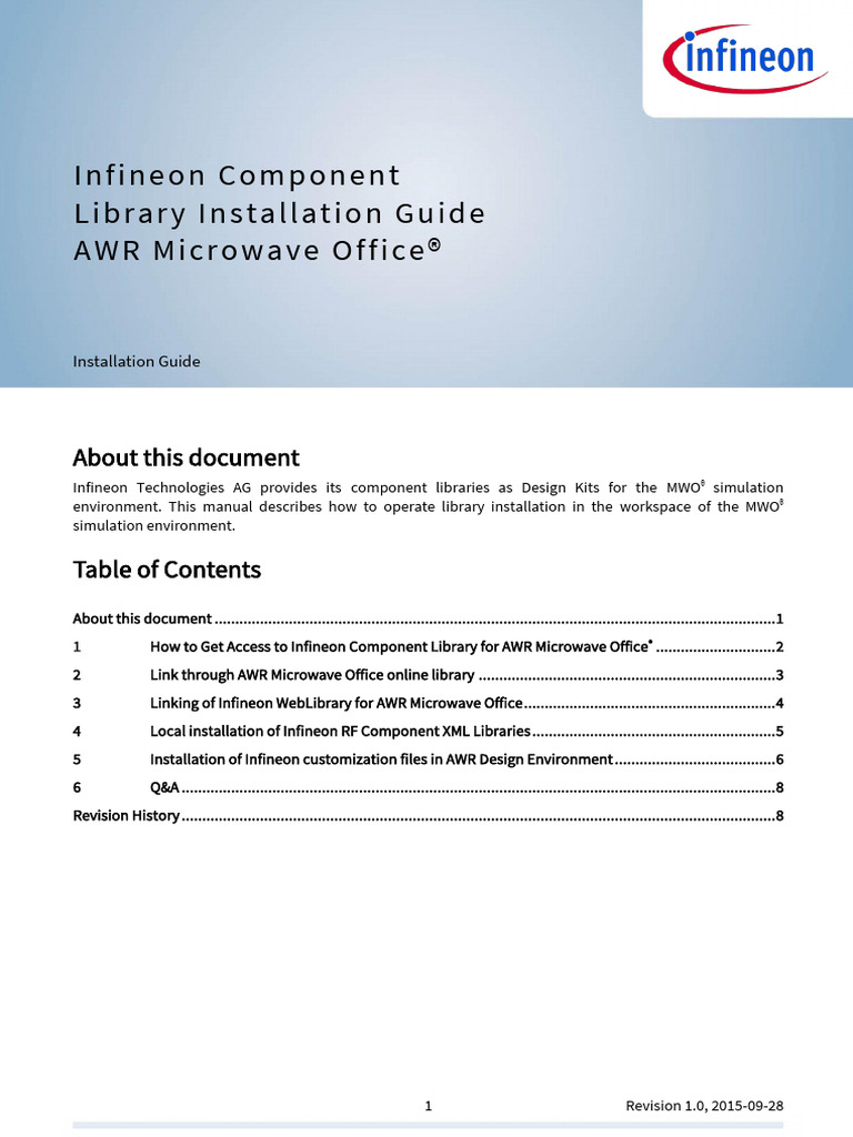Infineon Library Installation Guide AWR MWO SM v01 - 00 EN | PDF ...