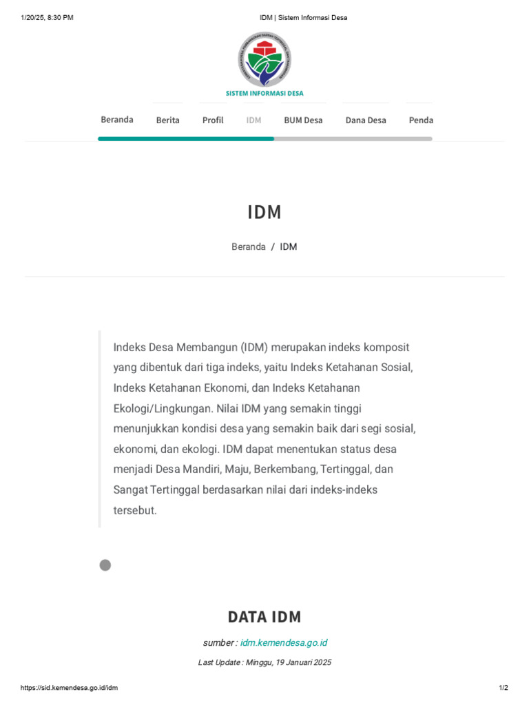 IDM - Sistem Informasi Desa | PDF