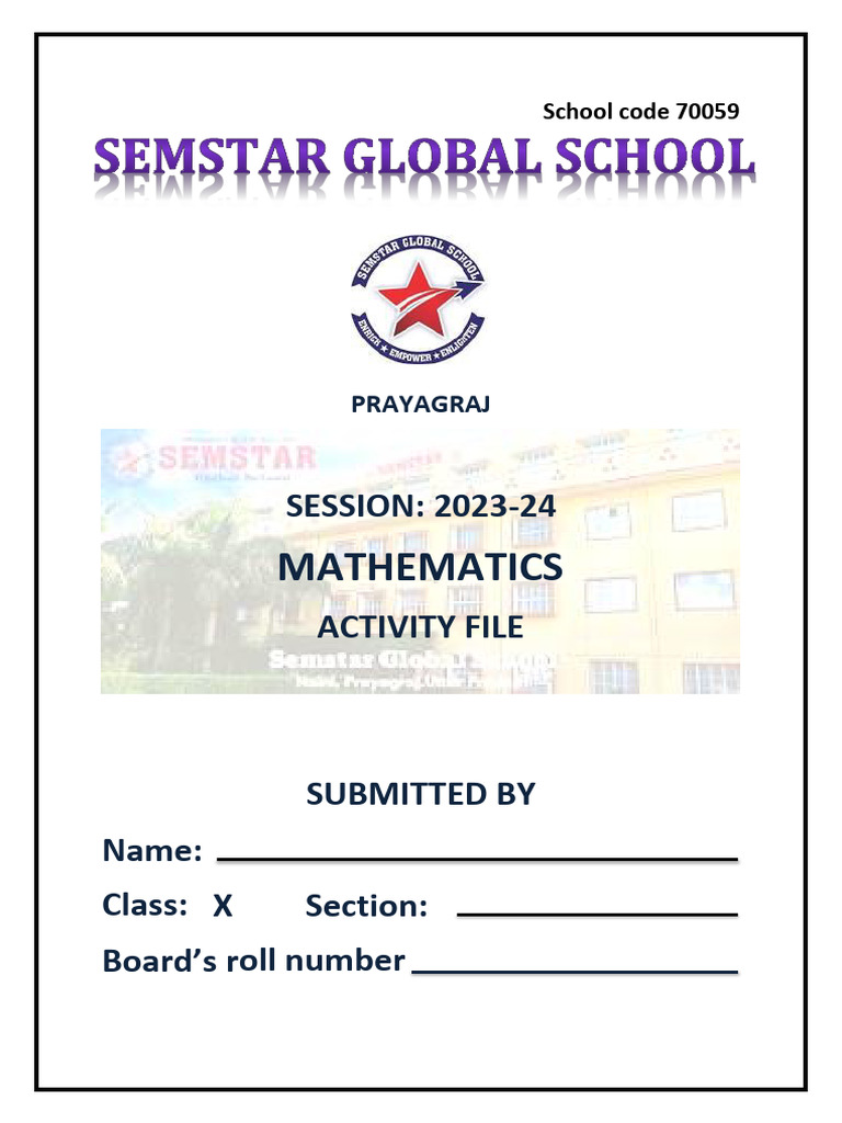 Maths Activity Cover Page | PDF