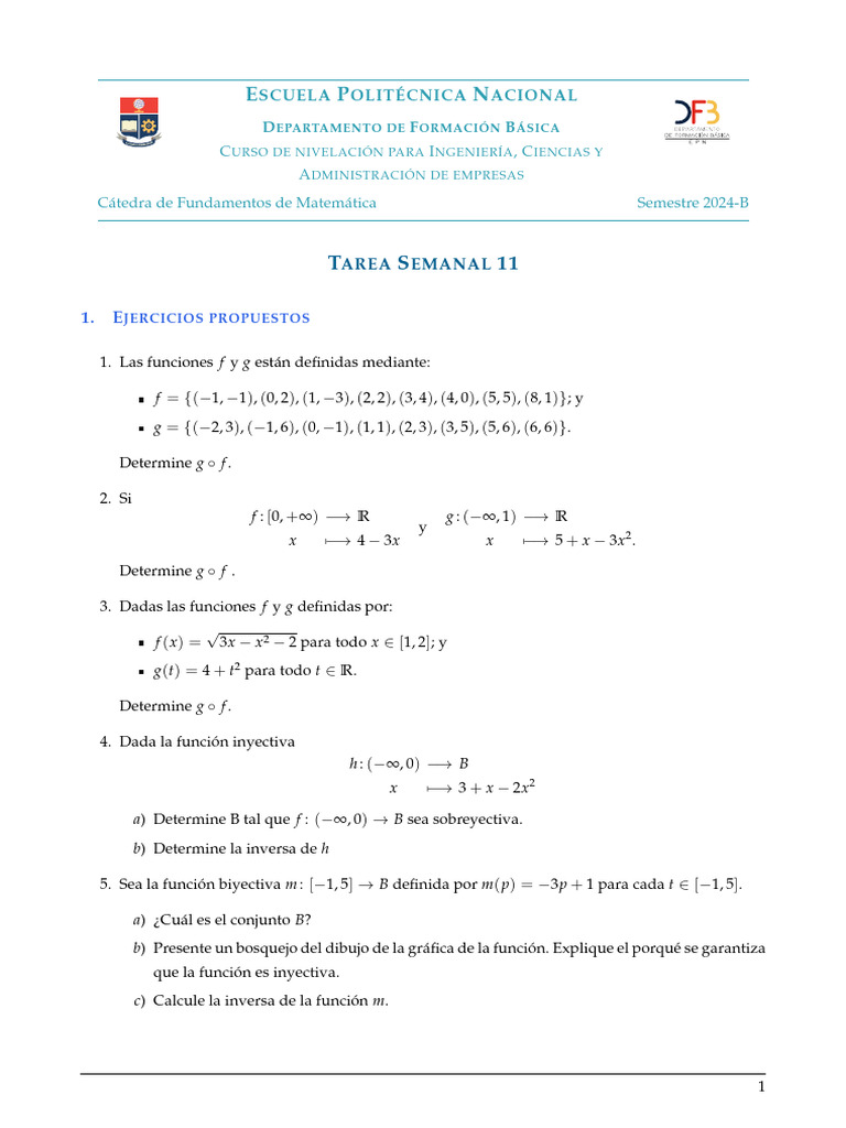 Tarea Semanal 11 | PDF | Función (Matemáticas) | Análisis