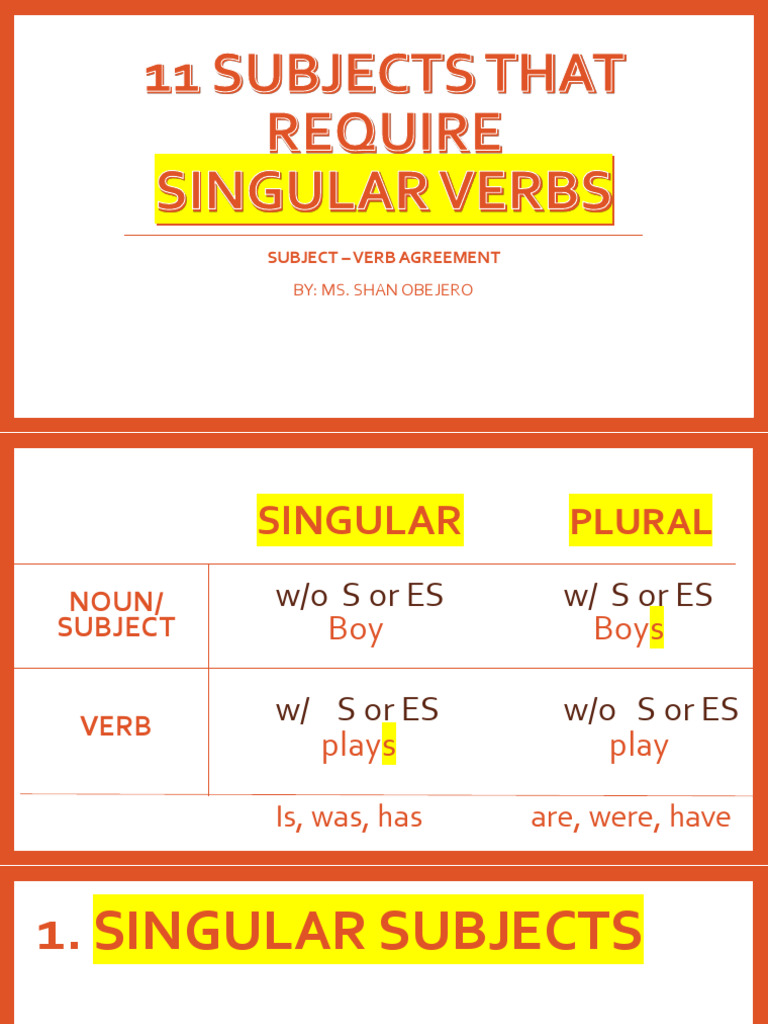 Singular Verb Agreement Rules | PDF | Grammatical Number | Verb