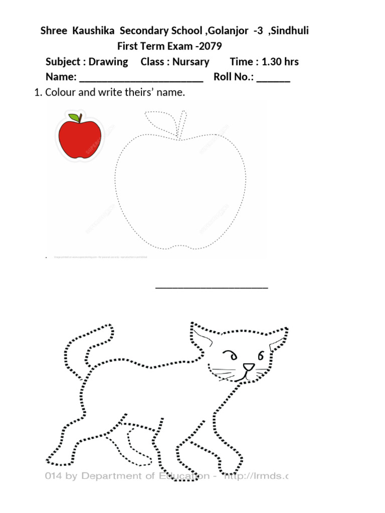 Drawing Exam Paper for Nursery 2079 | PDF
