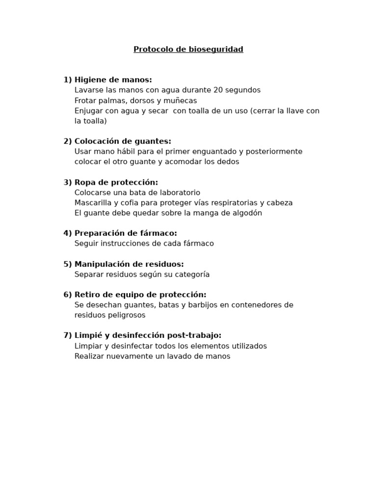 Protocolo de Bioseguridad Básico | PDF