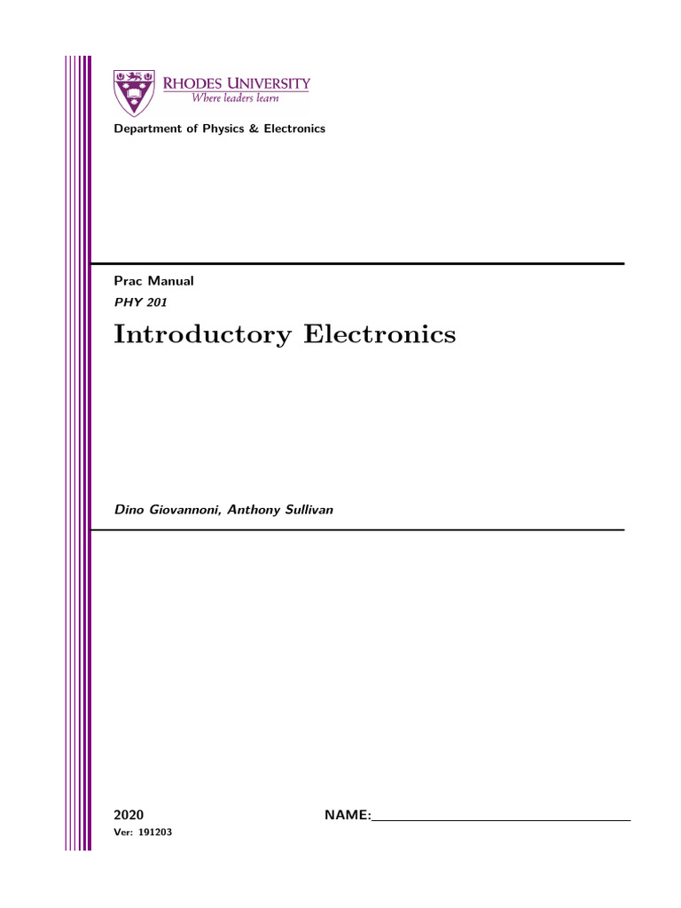 PHY201_PracManual2020 | PDF | Operational Amplifier | Diode