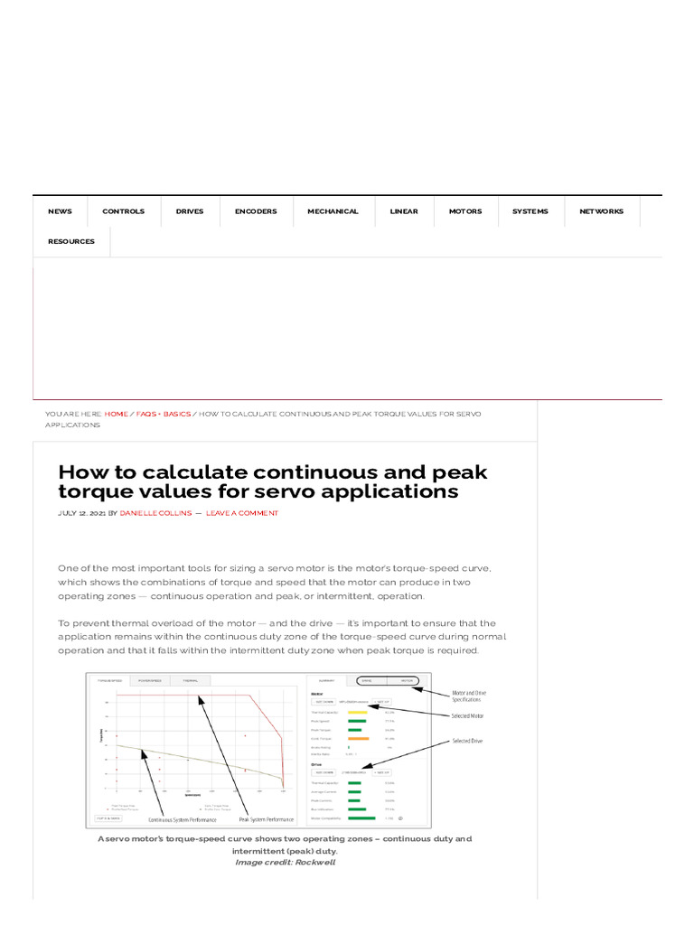 How To Calculate Continuous and Peak Torque Values For Servo Applications | PDF | Torque ...