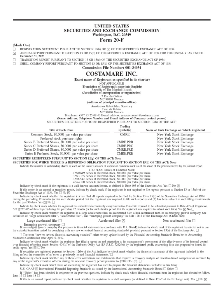 Cmre 2023 20-f | PDF | Securities (Finance) | Derivative (Finance)