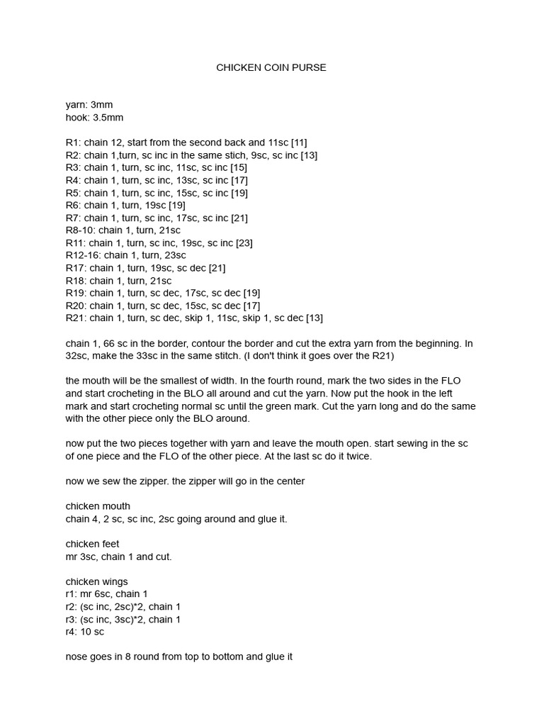 Chicken Coin Purse | PDF