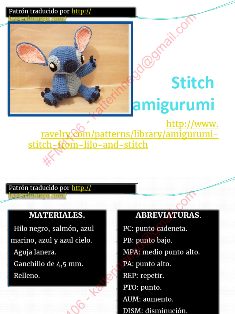 Amigurumi Stitch: Patrón Completo | PDF