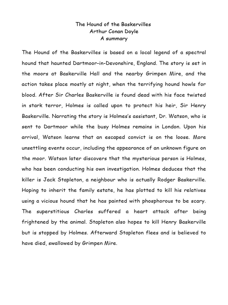Hound of the Baskervilles Summary | PDF