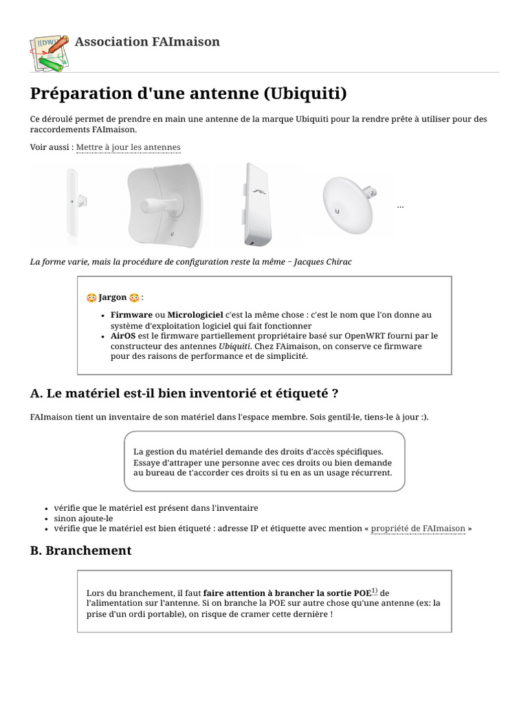 Configuration des Antennes Ubiquiti | PDF | Adresse IP | Internet