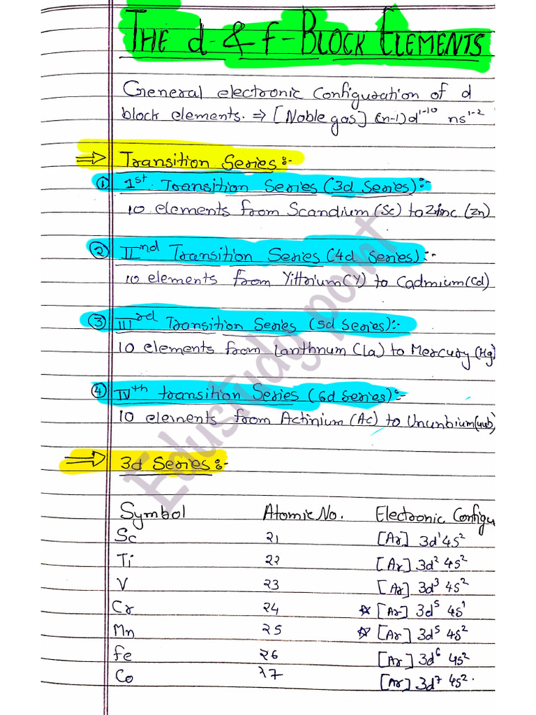 The D F Block Elements Boardexamscommunity - in | PDF